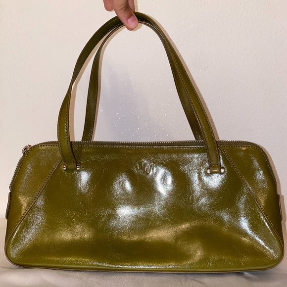 Monsac | Bags | Monsac Original Vintage Mustard Green Leather Shoulder ...